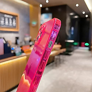 OWLSTAR Compatible with iPhone 13 Pro 6.1 inch Case, Cute Neon Clear Soft Phone Case for Women and Girls, Flexible Slim TPU Shockproof Transparent Bumper Protective Cover (Hot Pink)