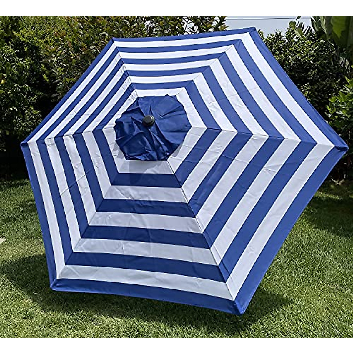 BELLRINO Replacement 9 ft 6 ribs ROYAL BLUE/WHITE STRIPE" STRONG & THICK" Umbrella Canopy (Canopy Only)
