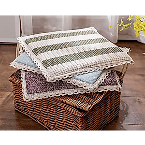 Set of 4 Chair Pads and Seat Cushions with Ties Non Slip Comfortable and Soft for Indoor, Dining Living Room, Kitchen, Office Chair, Den, Travel, Washable (Light Gray Stripes, Set of 4)