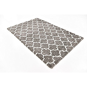 Unique Loom Rabat Shag Collection Area Rug - Marble (5' 1" x 8' Rectangle, Gray/ Ivory)