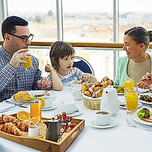 Serving Tray Bundled , with Coasters 2 Wooden & 4 Matching Handles Trays Sizes Bamboo Unfinished Wood Coasters, Light Golden (WDTRY001)