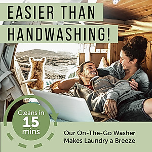 Portable Laundry Washing Machine - Great for Travel, Camping, and RVs - Mini Compact Washer for Delicate Fabrics and Small Loads - Includes Strainer and Handle (Green)