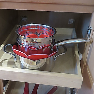 Evelots Pot and Pan Scratch Protectors for Stacking -12 Pack- Ceramic, Glass Cookware Divider, Nonstick Pad -Soft Anti-Slip Felt Separator - No Scratching or Marring When Stacking - 3 Convenient Sizes