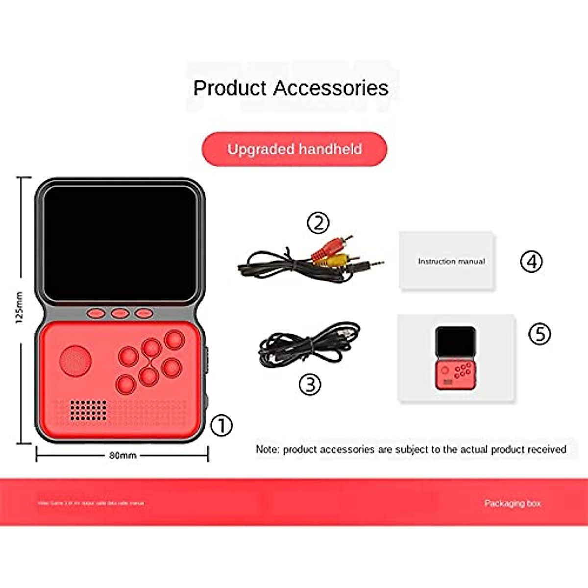 HJKPM M3 Handheld Games Consoles 900 in 1 Handheld Gaming Players Classic 16-Bit Portable Pocket Retro Video Game Console Sup Gameboy, Red