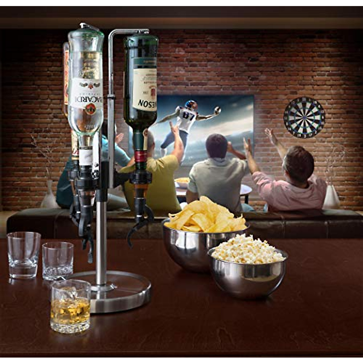 OGGI 3-Bottle Revolving Liquor Dispenser, Stainless Steel