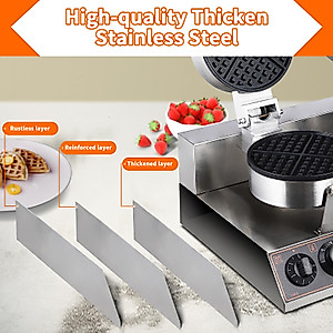 GarveeTech Commercial Electric Waffle Cone Maker - Stainless Steel, Nonstick Mold, Efficient Heating, for Restaurants, Bakeries, Snack Bars (110V 2400W),Double-ended buckle cover 2 round