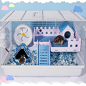 YUEPET 2PCS Hamster Cave Beds Small Animal Warm House Cozy Triangle Hideouts Cute Mini Nest for Hamster Dwarf Rats Hedgehogs Mouse Gerbils Mice(Pink & Blue)