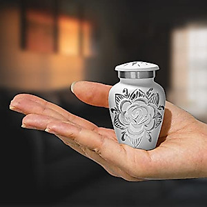 Rose Keepsake Urns for Human Ashes Set of 4 - White Rose Urns with Premium Box & Bags - Honor Your Loved One with Rose Cremation Urns - Small Urns for Ashes Keepsake - Mini Urns for Men & Women