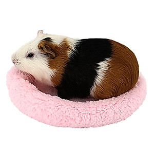 HongGun® Hamster nest, Hamster Bed Mat Circular Shaped Warm Soft Comfortable Washable PP+Velvet for Mice, Guinea Pigs and Other Small Animals (L, Pink)