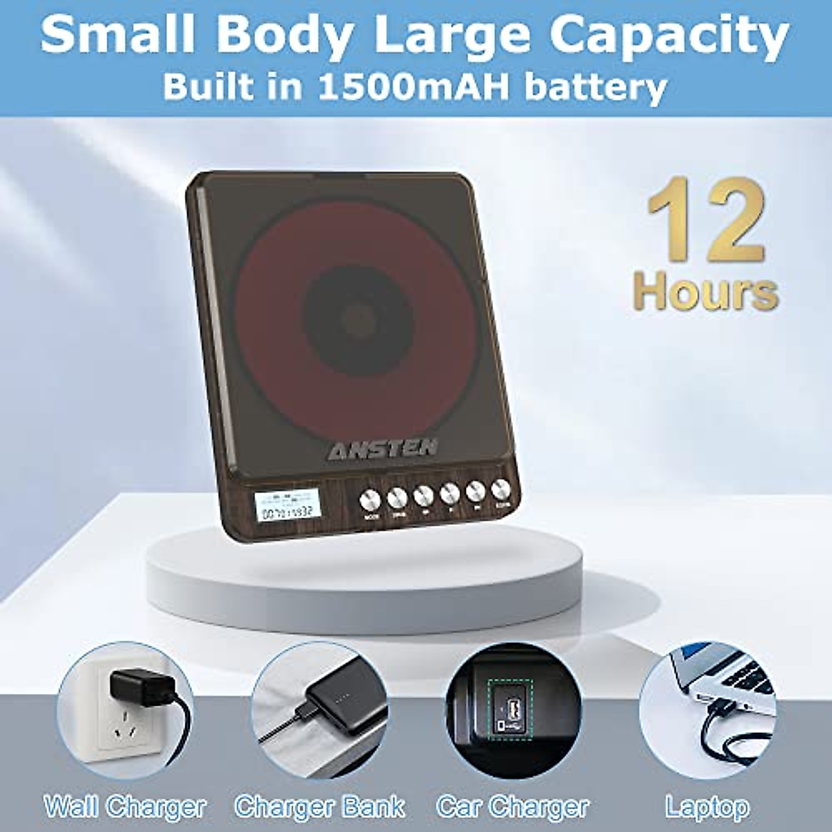 CD Player Portable,Portable CD Player with Built-in Speakers,Rechargeable CD Player for Car with FM Transmitter,Walkman CD Player with Dual Headphones Jack for Kids Elderly,Anti- Shock Protection