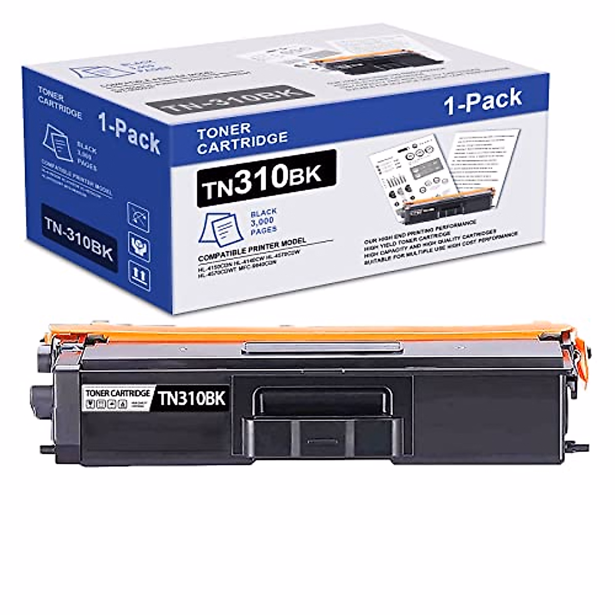 MaxInk TN310BK TN310 TN-310BK TN-310 Toner Cartridge Compatible Replacement for Brother HL-4150CDN HL-4140CW HL-4570CDW Printer Toner Cartridge (Black, 1-Pack)