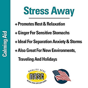 Vet Classics Stress Away Calming, Anxiety Aid for Dogs and Cats – Soft Chew Pet Health Supplement for Dogs, and Cats - Melatonin, Ginger – 65 Soft Chews
