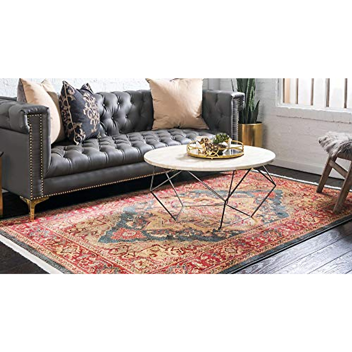 Unique Loom Sahand Collection Area Rug - Arsaces (3' 3" x 5' 3" Rectangle, Navy Blue/ Gray)