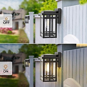 Outdoor Wall Light Fixtures 9.76'', Waterproof Porch Lights Wall Lanterns, Exterior Modern Matte Black Wall Mount Lighting, Anti-Rust E26 Socket Wall Scones for Front Door Garage, 2 Pack