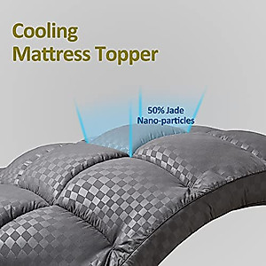 TopTopper Mattress Topper Full Size, Cooling Mattress Pad Cover for Hot Sleepers, Extra Thick 5D Snow Down Alternative Overfilled Plush Pillow Top with 8-21 Inch Deep Pocket -54"x75" Dark Grey