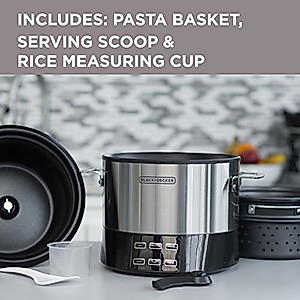 BLACK+DECKER RCR520S All-in-One Cooking Pot, 20-Cup Cooked/10-Cup Uncooked Rice Cooker, Slow Cooker and Food Steamer with Saute Function, Stainless Steel