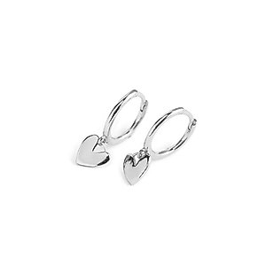 Cute Heart Love Dangle Drop Cartilage Small Huggie Hoop Earrings For Women Girls Minimalist S925 Sterling Silver Charm Dangling Cuff Sleeper Hoops Dainty Hypoallergenic Jewelry Gifts for Her Daughter (Silver)