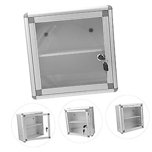 minkissy Medicine Chest Armoires Medication Verrouillable Locking Medicine Cabinet Aid Avec Community Supplies Mounted Medicine Lock Medicament Organizers Carrying Silver Aluminum Alloy