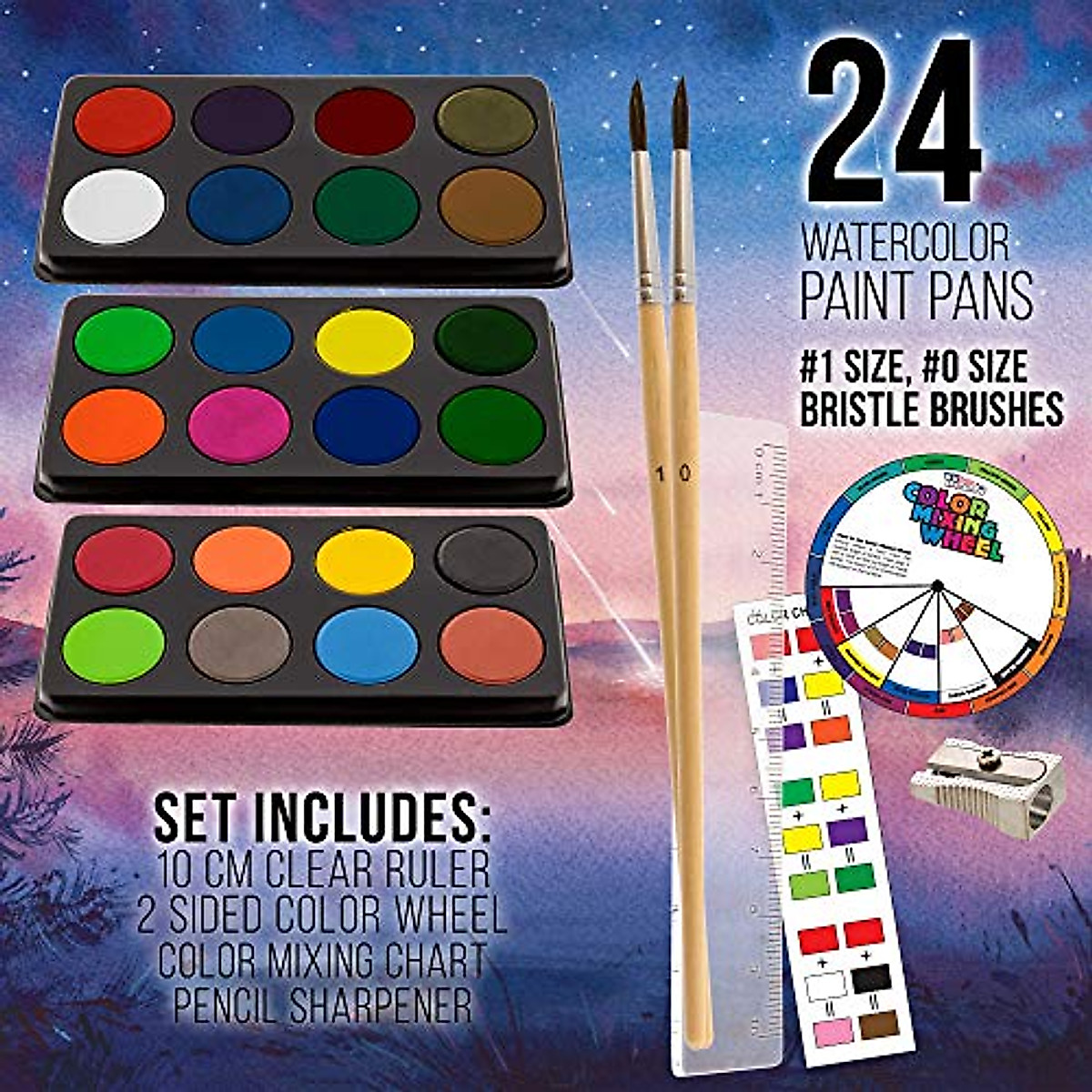 U.S. Art Supply 162-Piece Deluxe Mega Wood Box Art Painting and Drawing Set - Artist Painting Pad, 2 Sketch Pads, 24 Watercolor Paint Colors, 24 Oil Pastels, 24 Colored Pencils, 60 Crayons, 2 Brushes