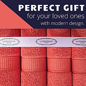 Monogrammed Towel Set, Hotel & Spa Quality, Super Soft, Highly Absorbent, Bathroom Sets, 100% Cotton Personalized 6 Piece Towel Set, Includes 2 Bath Towels, 2 Hand Towels, 2 Washcloths, Coral