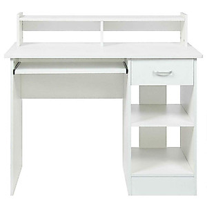 Thaweesuk Shop White Writing Table Computer Desk Laptop Pc Wood Workstation Study Office Home Work Furniture E1 15mm Chipboard 43.3" x 19.69" x 37.4" (LxWxH)