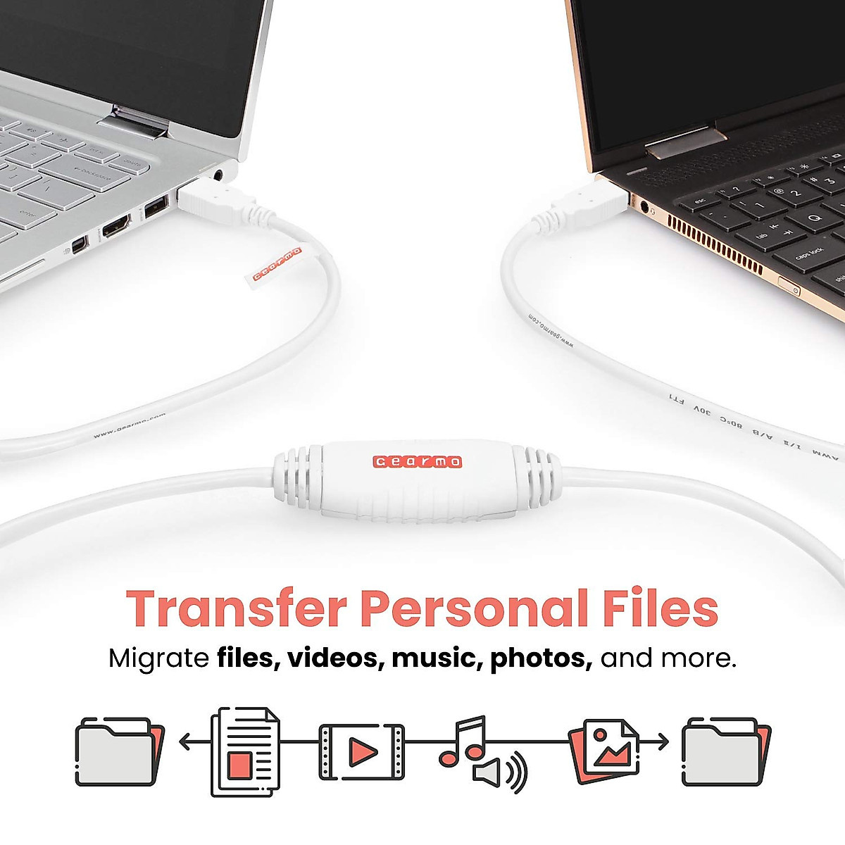 Gearmo USB 2.0 Driverless PC Transfer Cable 6ft – Fast File Sharing for Windows 11/10/8/7