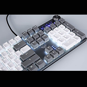 CCTECH Chichen Mechanical Gaming Keyboard,USB Wired,Magnetic Wrist Rest,Pure White Backlight Classic Keycaps,for Gaming,Office and Home,Dedicated Media Keys. (Black)