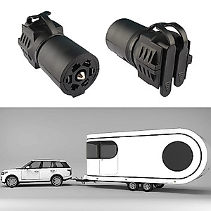 CXCCOI Upgrade Version 2 in 1 Trailer Plug Adapter for 7 Pin Round to 4 or 5 Flat Blade Trailer Connector with Dustproof Cover Plug-N-Play Suitable for Towing RV/Trailers