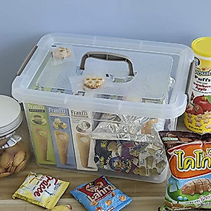 Jandson Plastic Storage Bin with Lid, 12 Quart Latching Box, Set of 1