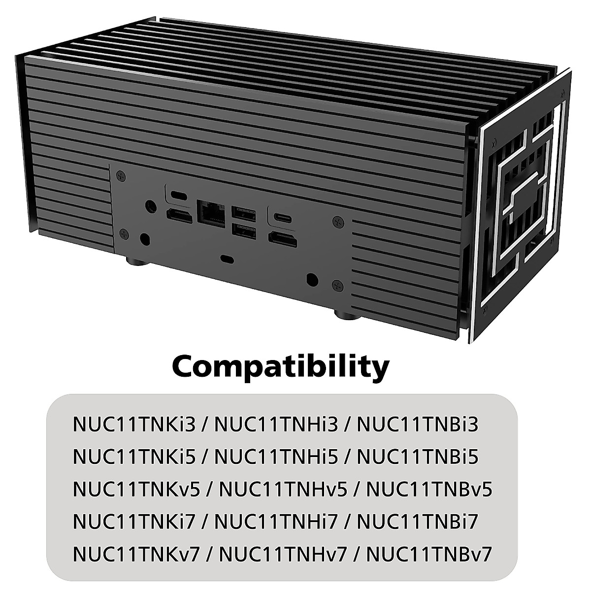 Akasa Turing TN, for Intel NUC 11 (Tiger Canyon), Pure Aluminum Fanless NUC Case, Internal M.2 SSD Heatsink, Support up to Four 4K Displays & 2.5" SSD/HDD, Small Computer Case, A-NUC68-M1B