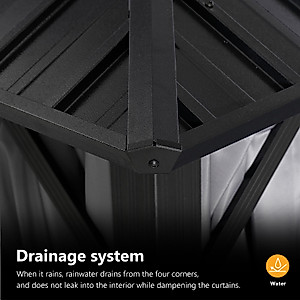 Jolydale 12FT×20FT Hardtop Aluminum Gazebo, Outdoor Metal Frame Canopy with Mosquito Net and Privacy Sidewalls,for Patio, Backyard, Large Size