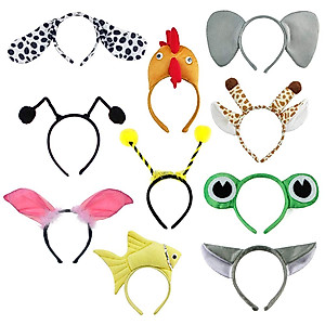 TopTie Elephant Plush Animal Headbands for Halloween Decorations, Ear Horn Hair Hoop for Kid & Adult, Dress-Up Party Supplies