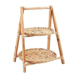 Mud Pie Hyacinth Tiered Server; 20 1/4" X 13" Dia Brown
