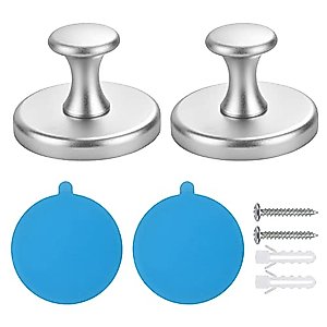 Bathroom Towel Hooks ,Aluminum Coat Robe Hangers,Tape or Screw Install, Heavy Duty Wall Hooks, Wall Mounted Shower Hooks for Clothes Hanging Bathroom Kitchen，2 Packs-Silver Matte Finish