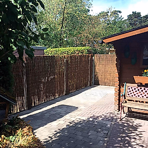 Landgarden Natural Willow Privacy Fence Screen, Wood Fence Rolls Cover for Outdoor Balcony Patio Garden Border, Eco-Friendly Willow Branches Panel, 5 Feet High x 9.8 Feet Long