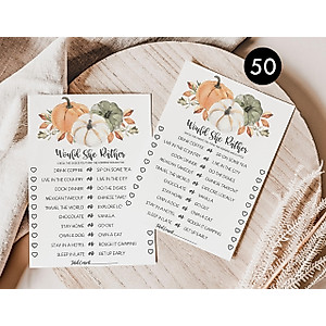 All Ewired Up 50 Would She Rather (50-Cards) Fun Baby Shower Game Activity, Bridal Shower, Bachelorette, Gender Neutral Boy or Girl, Pumpkin, Autumn