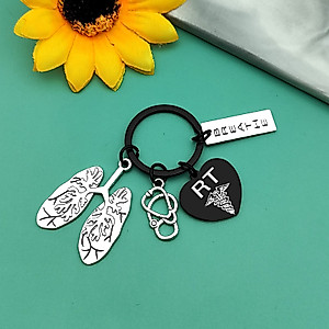 RT Respiratory Therapist Keychain Gifts Respiratory Therapy Gifts Lung Breathe Lung Specialist Stethoscope Anatomical Keyring Father Day Nurse Day Respiratory Care Jewelry Gift for Doctor Nurse