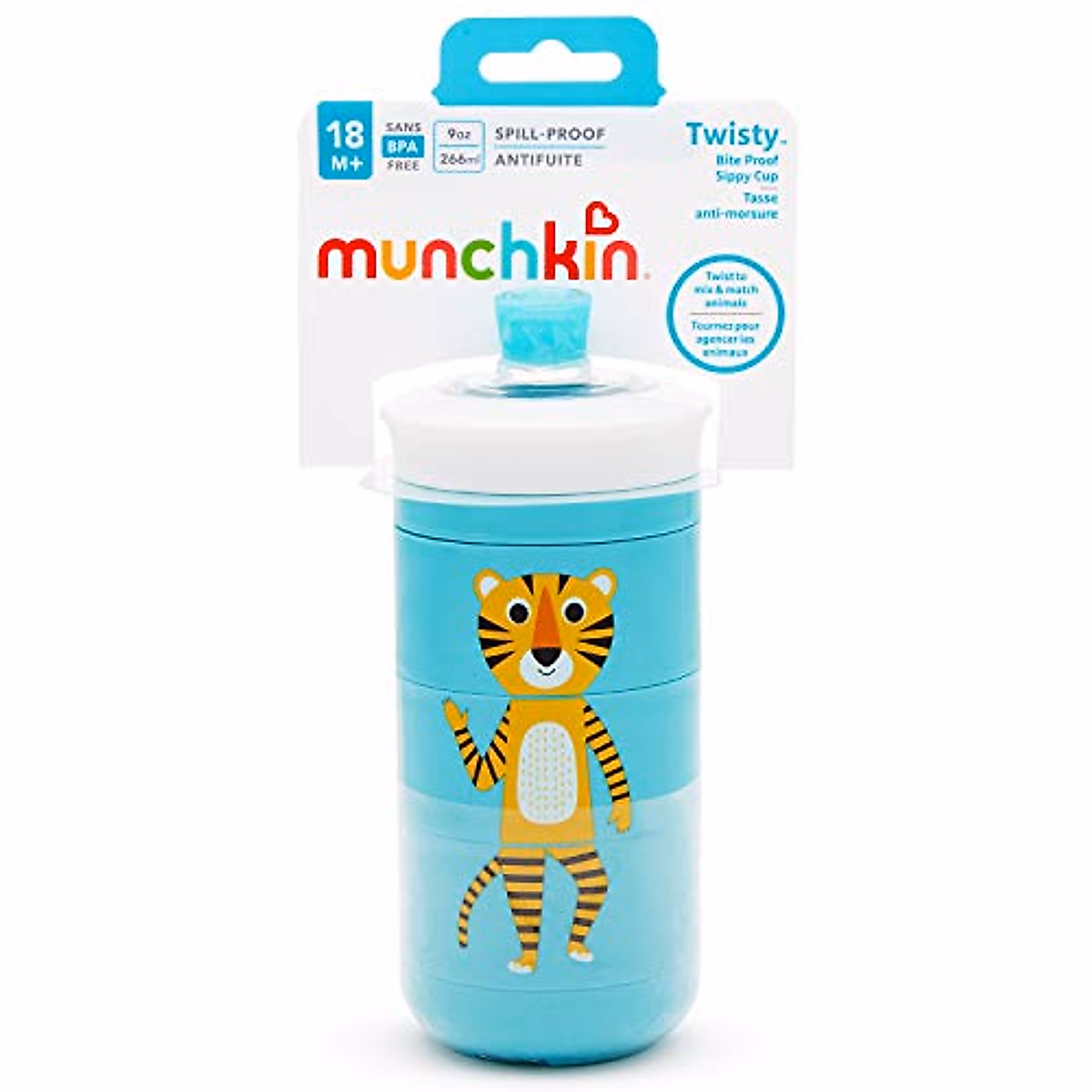 Munchkin® Twisty™ Mix & Match Animals Bite Proof Sippy Cup, 9 Ounce, Blue