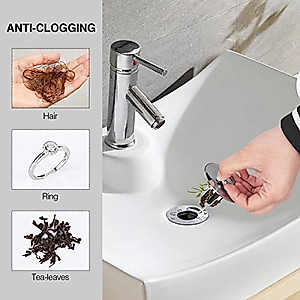 GOWIN Universal Bathroom Sink Stopper, Pop Up Sink Drain Plug for 1.02''-1.96'' Drain Holes,Bathroom Stainless Steel Sink Drain Filter with Basket (Chrome)