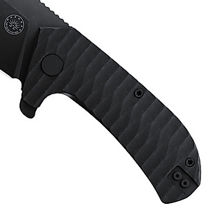 Off-Grid Knives - Raptor EDC Folding Knife with Tumbled Black D2 Steel, Grippy G10, Bearings, Deep Carry Left & Right, Hawkbill Tip, Stout Everyday Carry