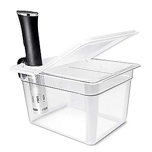 Everie Sous Vide Container 12 Quarts with Universal Collapsible Hinged Lid, Compatible with All Anova Models, Joule, Wancle, Instant Pot and Other Cookers, EVC-TY-PP
