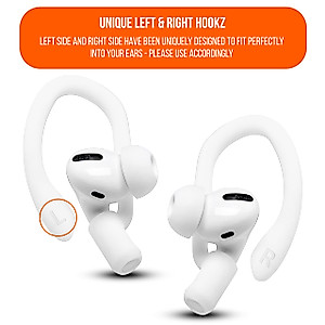 WC HookZ Combo Pack - Upgraded Over-Ear Hooks for AirPods Pro - 2 Pairs of Large & Small Size Included in Package Made by Wicked Cushions | Winter White & Pitch Black