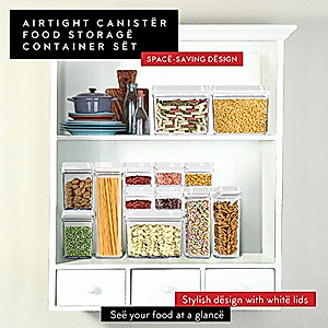 DWËLLZA KITCHEN Airtight Food Storage Containers - Pantry Snacks Kitchen Container, Baking Supplies, 4LB Sugar & Flour Canister - 4 Pc Set All Same Size - Clear Plastic BPA-Free - Keeps Fresh & Dry