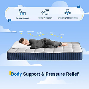 Avenco Twin Mattresses, 12 Inch Hybrid Twin Size Mattress with Latex Memory Foam Medium Firm Twin Bed Mattress in a Box, CertiPUR-US Certified & 10 Years Warranty