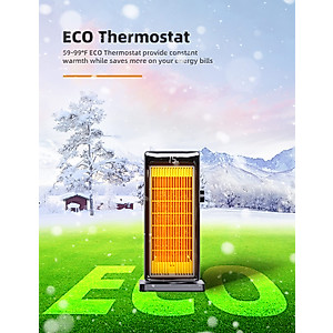 Space Heater, SANVINDER 1500W Portable Heater for Bedroom, ECO Thermostat 90° Oscillating, 24 hours timer, Fast Heating Electric Heater with Remote, Overheat Protection, LED Display for Bedroom Office