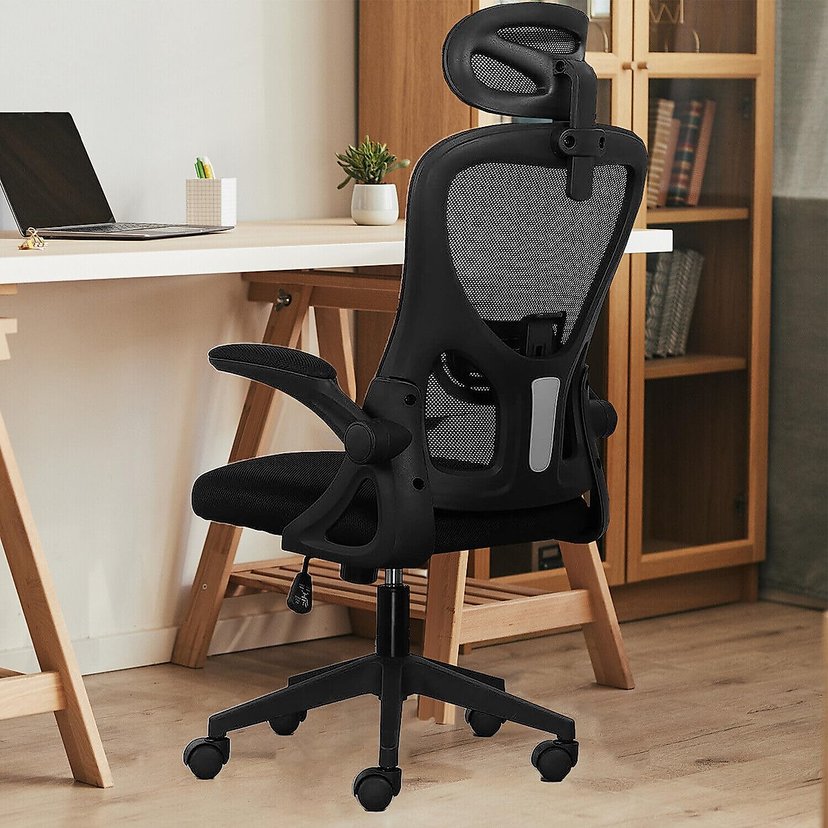 Ergonomic Mesh Office Chair Swivel Computer Desk Chair Home Office Seat Headrest, Black