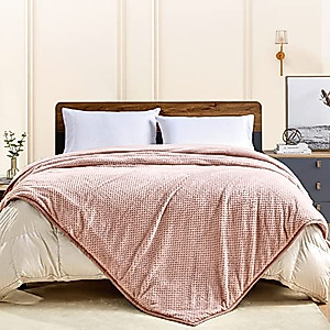 Mocaletto Luxury 3 Layers Fleece Throw Blanket,650 GSM Thick Decorative Warm Blanket Queen Size 90" x 90", Soft Velvet Winter Blanket for Sofa Couch Bed,Washable & Breathable,Pink