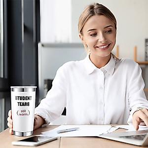 Newtay Stainless Steel Teacher Mugs 20 oz Student Tears Funny Teacher Gift Travel Tumbler with Lid Straws and Brush Teacher Appreciation Tumbler Thanksgiving Christmas Gifts for Teachers