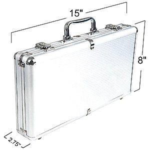 Gamie Poker Set in Aluminum Case, Casino Poker chip Kit with 300 Chips, 2 Decks of Playing Cards, 5 Dice, and 1 Deluxe Case, Fun Game Night Supplies, Best Poker Gifts for Teens and Adults, Black