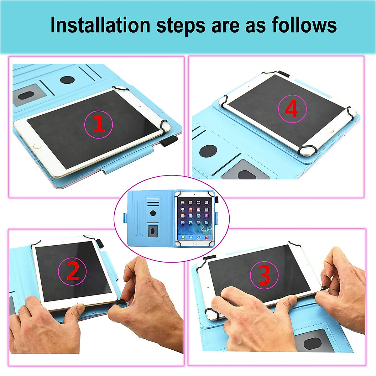 JZCreater 10 Inch Tablet Case, Universal 10 10.1 Inch Android Tablet Cover, Multi-Angle Viewing Stand Case for 9.5-10.5 Inch Tablet, Purple Butterfly